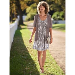 Strickjacke Inspirationen, Damen, Gr. 36, grau (taupe), 50% Baumwolle, 50% Polyacryl, unifarben, Strickjacken Strickjacke