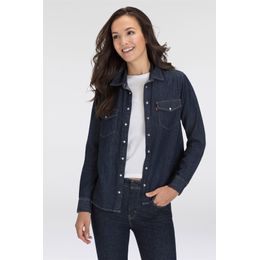 Levi's Jeansbluse LEVI'S "ESSENTIAL WESTERN", Damen, Gr. S (36), today's news, Denim/Jeans, Obermaterial: 91% Baumwolle, 9% Leinen, Basic, figurbetont h&uuml;ftbedeckend, eckige 1-Knopf-Manschette mit Schlitz, Blusen Jeansbluse, mit Brusttaschen mit Druckkn&ouml;pfen