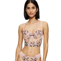 Longline-BH Triumph "Sensual Spotlight Wired Corset", Damen, Gr. 75, Cup D, beige (foundation beige), Spitze, Obermaterial: 51% Polyamid, 37% Polyester, 12% Elasthan, bestickt, BHs, mit Stickerei und floraler Spitze