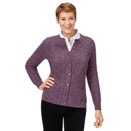 Strickjacke Classic Basics, Damen, Gr. 40, lila (violett, meliert), 73% Polyacryl, 20% Polyamid, 7% Polyester, meliert, figurumspielend, Strickjacken Strickjacke