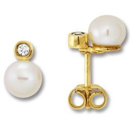 ONE ELEMENT Damen Paar Ohrh&auml;nger "Zirkonia Ohrringe Ohrstecker aus 333 Gelbgold", Damen,mit Zirkonia, Gelbgold 333 Gold Perlen, gold, Gelbgold 333,