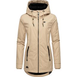 Winterjacke Ragwear "Zuzka Winter", Damen, Gr. XL (42), grau (helltaupe), Au&szlig;enmaterial: 100% Polyester; Innenfutter: 100% Polyester; Kapuzenfutter: 100% Polyester; Wattierung: 100% Polyester, tailliert Po-bedeckend, mit Knopf Rippstrickb&uuml;ndchen mit Druckknopf, Jacken Winterjacke, Wasserdichter Winterparka mit Teddyfleece Innenfutter