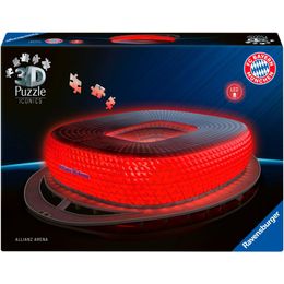 Ravensburger Kinder 3D-Puzzle "3D Puzzle Iconics: Allianz Arena - mit Licht", rot, Kunststoff, T:35,5cm, Puzzles, mit LED Licht; Made in Europe