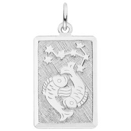 Sternzeichenanh&auml;nger Jobo "Sternzeichen eckig mit Sternbild 20 mm", silber 925, Schmuckanh&auml;nger, Damen, Fische, Silber 925 (Sterlingsilber), 925 Silber rhodiniert