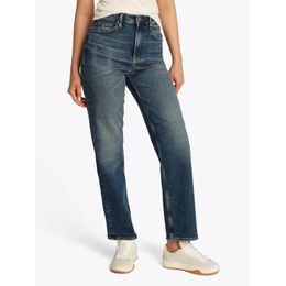 Tommy Jeans Damen Straight-Jeans "LAYLA HR SLIM STR", blau, Gr. 25, unifarben, Denim/Jeans, Obermaterial: 99% Baumwolle, 1% Elasthan, Jeans, in