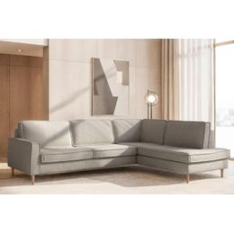 Ecksofa Home Affaire, B:290cm H:89cm T:217cmsilber grau, 100% Polyester, Wohnzimmer, Sofas, "Pinto Skandi, 290 cm, Chenille, Struktur, Ottomane links