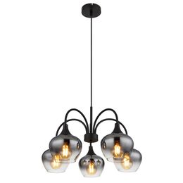 Globo LIGHTING H&auml;ngeleuchte "MAXY", 5, &Oslash; 15cm H: 120cm, 1 Stk.schwarz, Wohnzimmer, Leuchten, H&auml;ngelampe/Pendelleuchte/Glas rauchfarben/H&ouml;he