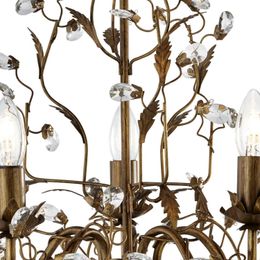 Searchlight Kronleuchter "H&auml;ngeleuchte Almandite, 5-flammig", 5, &Oslash; 50cm H: 48cm, 1 Stk., braun, Wohnzimmer, Leuchten, Barock-Ambiente