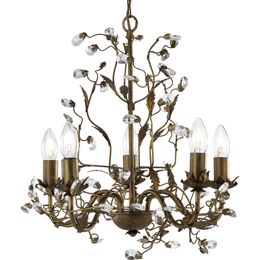 Searchlight Kronleuchter "H&auml;ngeleuchte Almandite, 5-flammig", 5, &Oslash; 50cm H: 48cm, 1 Stk.braun, gold, Wohnzimmer, Leuchten, Barock-Ambiente