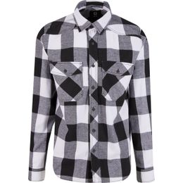 Langarmhemd Brandit "Brandit Herren Checked Shirt", Herren, Gr. 3XL, US-Gr&ouml;&szlig;en, wei&szlig;, schwarz, 100% Baumwolle, normal, Hemden