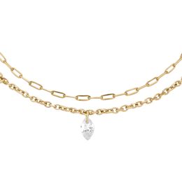 Fossil Damen Armband "Schmuck Geschenk Edelstahl Armschmuck ELLIS Layering", 19cm, Edelstahl, gold, Edelstahl, Armb&auml;nder, mit Zirkonia (synth.)