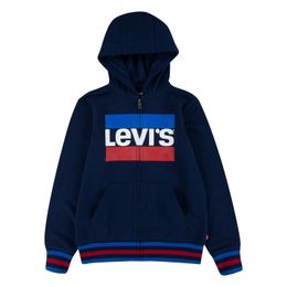 LEVI'S KIDS Jungen Kapuzensweatjacke, blau, Gr. 14, bedruckt, Sweatware, Obermaterial: 60% Baumwolle, 40% Polyester, Sweatjacken, mit gestreiften
