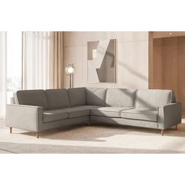 Ecksofa Home Affaire, B:290cm H:89cm T:250cmsilber grau, 100% Polyester, Wohnzimmer, Sofas, "Pinto Skandi, 290 cm, Chenille, Struktur, Ottomane links