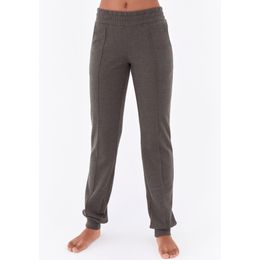 H.I.S. Relaxhose H.I.S, Damen, Gr. 32/34, N-Gr, grau (anthrazit meliert), angeraute Sweatware, Obermaterial: 60% Baumwolle, 40% Polyester, meliert, Hosen Relaxhose, mit Piping vorn, Loungeanzug