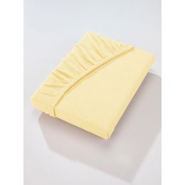 Biberna unisex Betttuch vanillegelb, Gr&ouml;&szlig;e 1 St. 140x200 - 160x200 cm