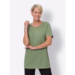 Longshirt Classic Basics "Longshirt", Damen, Gr. 54, gr&uuml;n (eucalyptus), 100% Baumwolle, unifarben, Rundhals, Shirts Longshirt