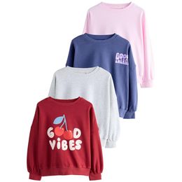 next Sweatshirt M&auml;dchen Gr&ouml;&szlig;e 98 dunkelblau / graumeliert / pastellpink / rot