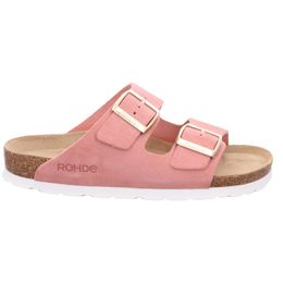 Rohde Damen Pantolette "ALBA", Gr. 36, rosa, Veloursleder, Schuhe, Sommerschuh, Hausschuh, Zweischnaller, Strandschuh mit Softfu&szlig;bett
