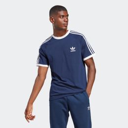 T-Shirt adidas originals "3-STRIPES TEE", Damen, Gr. L, blau (night indigo), Obermaterial: 100% Baumwolle, normal, Rundhals, Shirts T-Shirt, schmale Passform, Kurzarm, mit kontrastierendem Saum, aus Baumwolle