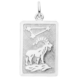 Sternzeichenanh&auml;nger Jobo "Sternzeichen eckig mit Sternbild 20 mm", silber 925, Schmuckanh&auml;nger, Damen, Steinbock, Silber 925 (Sterlingsilber), 925 Silber rhodiniert