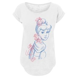 F4NT4STIC T-Shirt 'Cinderella Mouse Sketch' Damen Gr&ouml;&szlig;e S dunkelblau / blutrot / wei&szlig;
