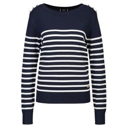 19V69 Italia Pullover 'Flora' Damen Gr&ouml;&szlig;e L navy / wei&szlig;