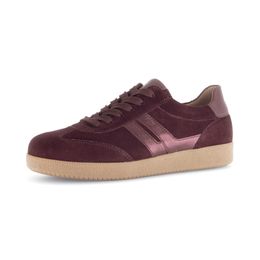 Gabor Damen Sneaker, Gr. 39, lila, Glattleder, Veloursleder, unifarben, Schuhe, Freizeitschuh, Halbschuh, Schn&uuml;rschuh mit gepolstertem Schaftrand