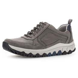 Herren Keilsneaker, Gabor Rollingsoft, Gr. 10, grau, Mesh, Nubukleder, Schuhe, Freizeitschuh, Halbschuh, Schn&uuml;rer mit Kontrastn&auml;hten, G-Weite
