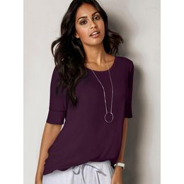 T-Shirt Inspirationen "Shirt", Damen, Gr. 50, lila (aubergine), 95% Viskose, 5% Elasthan, unifarben, Rundhals, Shirts T-Shirt