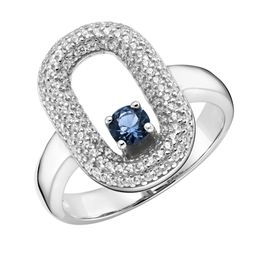 Damen Silberring "mit Zirkonia und Kristallstein, Silber 925", 56, Silber 925 (Sterlingsilber)blau, Giorgio Martello MILANO, Silber 925