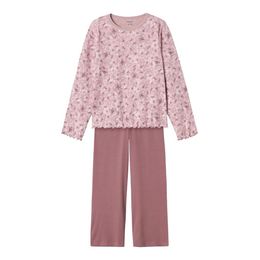 name it Schlafanzug M&auml;dchen Gr&ouml;&szlig;e 146/152 mauve / pastelllila / rosa / wei&szlig;