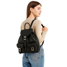 Rucksack "Chicaletta", Collezione Alessandroschwarz, Leder, Rucks&auml;cke, l&auml;ssiges Design aus echtem Leder