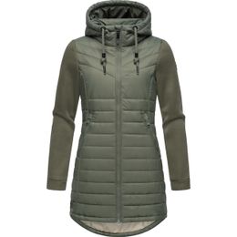 Langjacke Ragwear "Sandrra Long", Damen, Gr. M (38), gr&uuml;n (olivgr&uuml;n), Obermaterial: 100% Polyester. Futter: 100% Polyester. Wattierung: 100% Polyester, figurumspielend Po-bedeckend, &Auml;rmel ohne &Auml;rmelschlitz abgestepptes B&uuml;ndchen, Jacken Langjacke, Steppjacke aus modernem Materialmix mit Kapuze