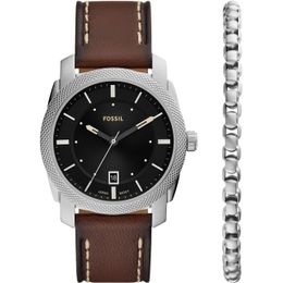 Fossil Kinder Quarzuhr "MACHINE", braun, Armbanduhren, Armbanduhr, Herrenuhr, Lederarmband, Ideal auch als Geschenk, analog
