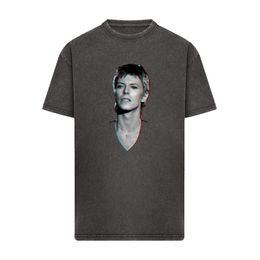 F4NT4STIC T-Shirt 'TV Times Pop Star David Bowie Portrait 1977' Herren Gr&ouml;&szlig;e S aqua / anthrazit / rot / schwarz