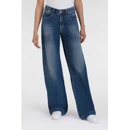 MAC Damen Weite Jeans "RICH PALAZZO", blau, Gr. 42, unifarben, Denim/Jeans, Obermaterial: 90% Baumwolle, 8% Polyester, 2% Elasthan, Jeans, im