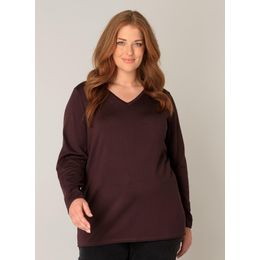 Damen Strickpullover "Anine", braun, Gr. 44, Base Level Curvy, unifarben, Strick, Obermaterial: 80% Viskose, 20% Nylon, Pullover, mit V-Ausschnitt