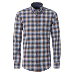 Casamoda Herren Langarmhemd "Casamoda Freizeithemd Print", blau, Gr. XL, bedruckt, 100% Baumwolle, Hemden