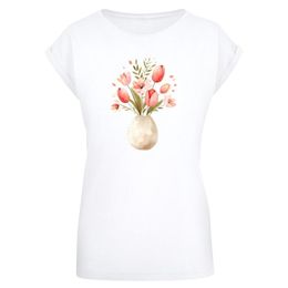F4NT4STIC T-Shirt 'Rosa Fr&uuml;hlingsblustrau&szlig; In Vase' Damen Gr&ouml;&szlig;e XXXL dunkelbeige / apfel / rot / wei&szlig;