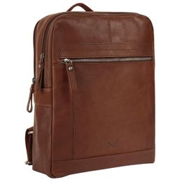 Sansibar Damen Laptoprucksack, braun, Leder, Rindsleder, Rucks&auml;cke, echt Leder