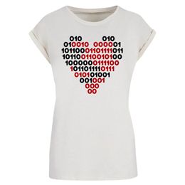 F4NT4STIC T-Shirt 'I love you 01001001 Binary Code Herz Valentinstag' Damen Gr&ouml;&szlig;e S sand / rot / schwarz