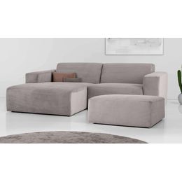 Ecksofa Inosign, B:228cm H:88cm T:159cm, grau, 100% Polyester, Wohnzimmer, Sofas, "Koa,228cm, L-Form, Modulsofa, Webstoff, Cord, Struktur, Chenille",