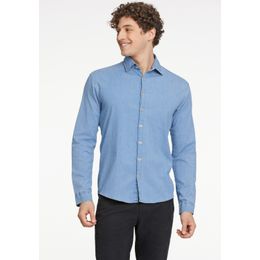 LINDBERGH Herren Flanellhemd "LINDBERGH Freizeithemd", blau, Gr. M, Obermaterial: 98% Baumwolle, 2% Elasthan, Hemden