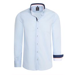 Rusty Neal Herren Langarmhemd, blau, Gr. XXL, unifarben, 97% Baumwolle, 3% Elasthan, Hemden, in figurbetontem Slim Fit-Schnitt