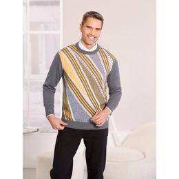 CLASSIC Damen Rundhalspullover "Rundhals-Pullover", gelb, Gr. 52, gemustert, mehrfarbig, 100% Polyacryl, Pullover