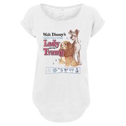 F4NT4STIC T-Shirt 'Disney Lady And The Tramp Distressed Classic Poster' Damen Gr&ouml;&szlig;e S braun / fuchsia / schwarz / wei&szlig;meliert