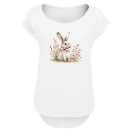 F4NT4STIC T-Shirt 'Niedlicher Osterhase mit Blu' Damen Gr&ouml;&szlig;e S beige / gr&uuml;n / pink / wei&szlig;