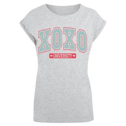 F4NT4STIC T-Shirt 'XOXO University Valentinstag' Damen Gr&ouml;&szlig;e M grau / mint / rot