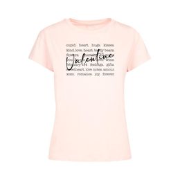 F4NT4STIC T-Shirt 'Valentine Herz Hugs Kisses Love Flowers Joy' Damen Gr&ouml;&szlig;e M rosa / schwarz