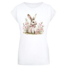 F4NT4STIC Shirt 'Niedlicher Osterhase mit Blumen' female White size XXXL